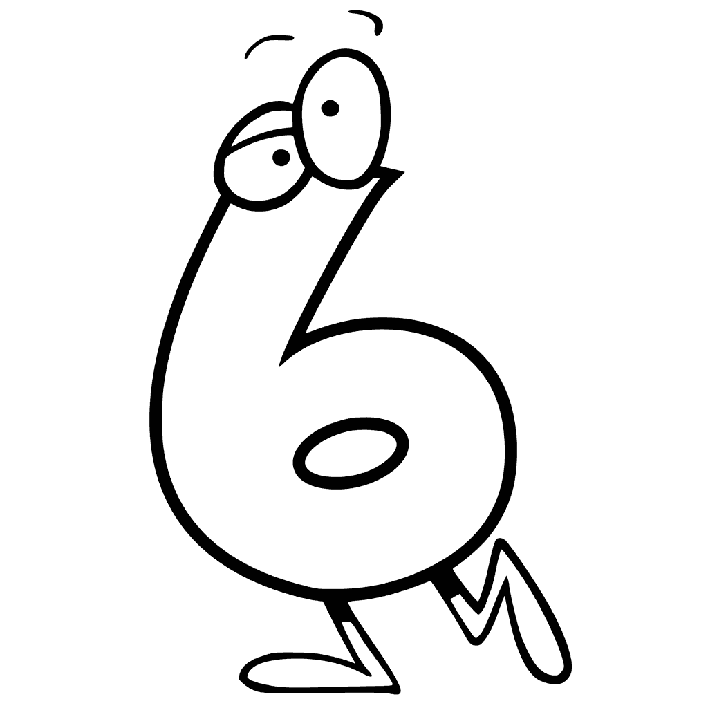 Caricatura Número 6 para colorear, imprimir e dibujar – ColoringLib Caricatura Número 6 para colorear, imprimir e dibujar – ColoringLib