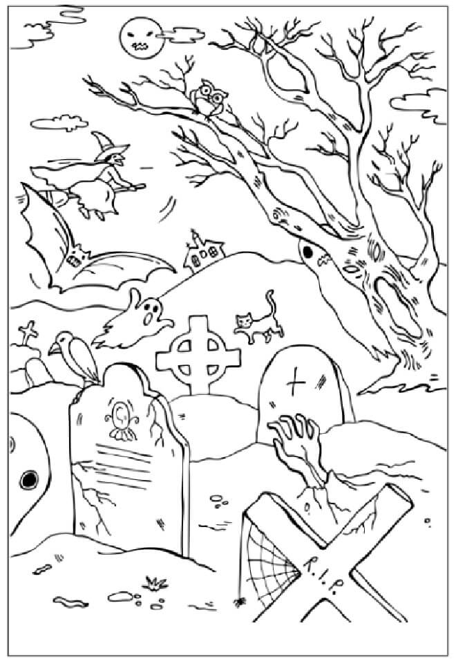 Dibujos De Cementerio Para Colorear E Imprimir Coloringlib