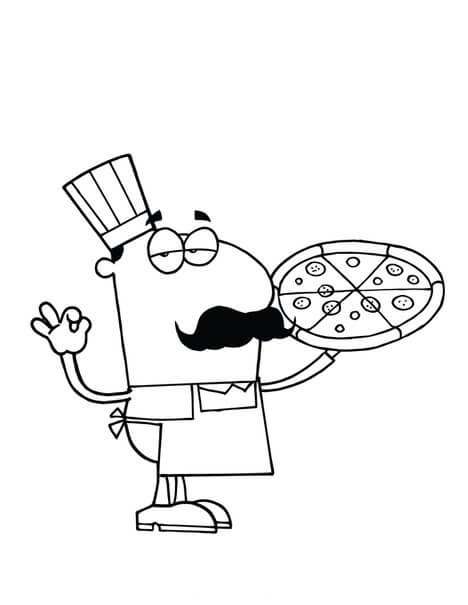 Chef Tenencia Pizza Para Colorear Imprimir E Dibujar Coloringlib