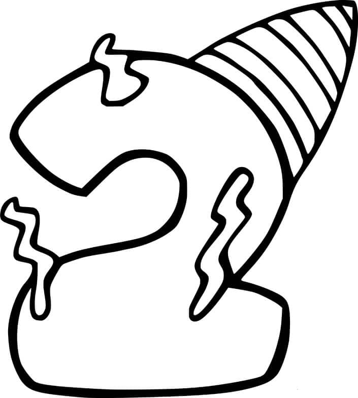 Número 2 con sombrero de fiesta para colorear, imprimir e dibujar ... Número 2 con sombrero de fiesta para colorear, imprimir e dibujar ...