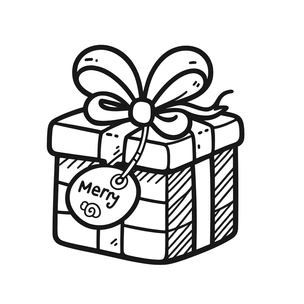 Un regalo de Navidad para colorear, imprimir e dibujar – ColoringLib Un regalo de Navidad para colorear, imprimir e dibujar – ColoringLib